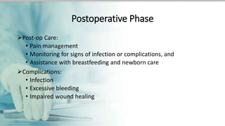 Description of Cesarean section as a surgical procedure including ...