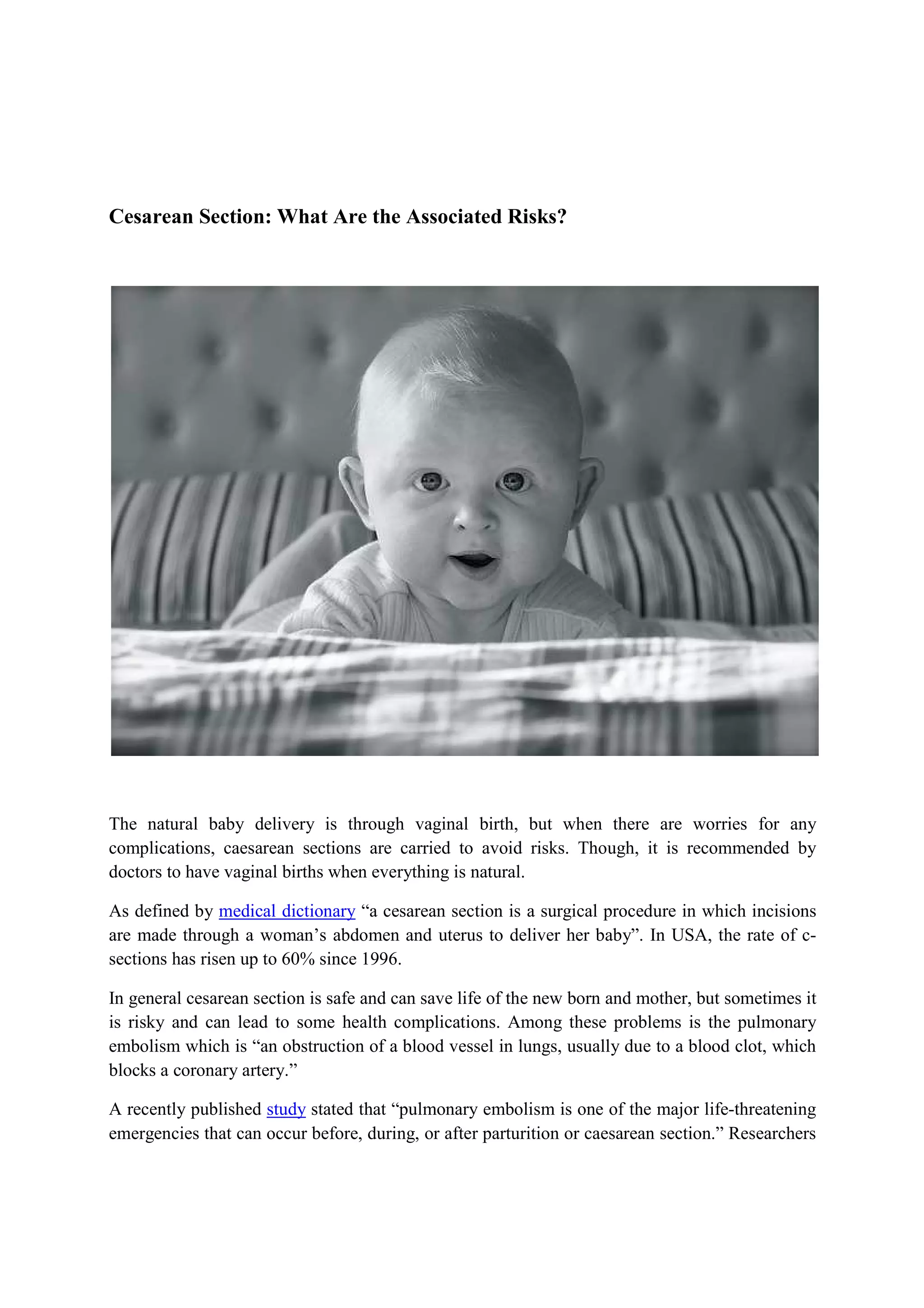 Cesarean Section What Are The Associated Risks Pdf