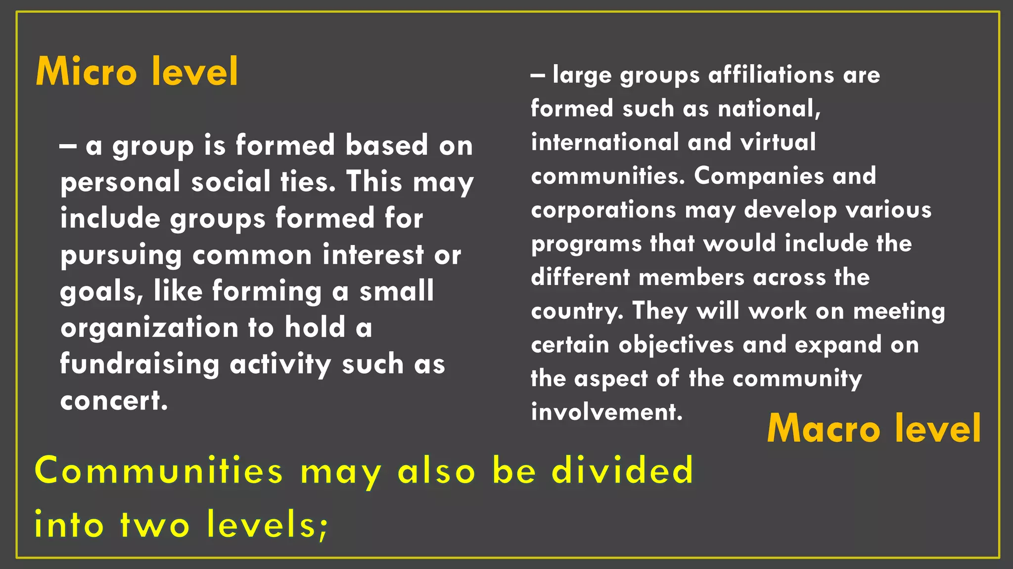 Community Dynamics and Community Actions | PPTX