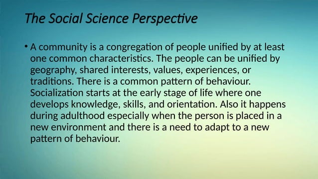 CESC-LESSON-3.pptx community perspective | PPTX | Environment | Science