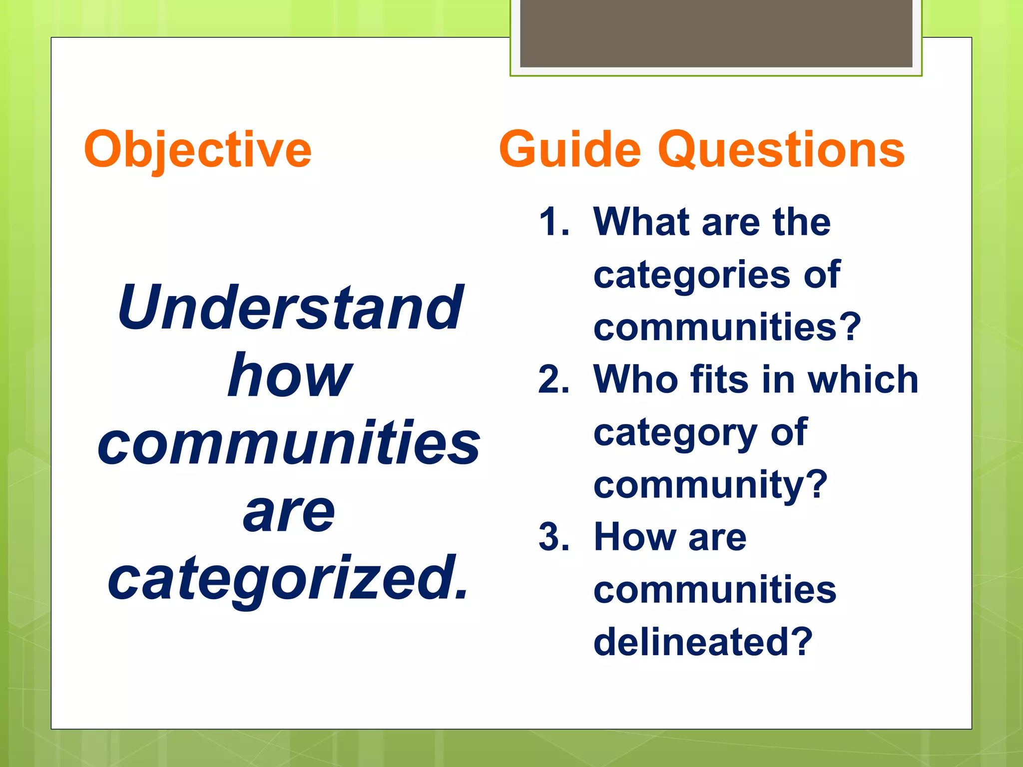 Typologies of Community | PPTX