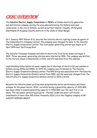 CESC LTD. TRAINING REPORT | PDF