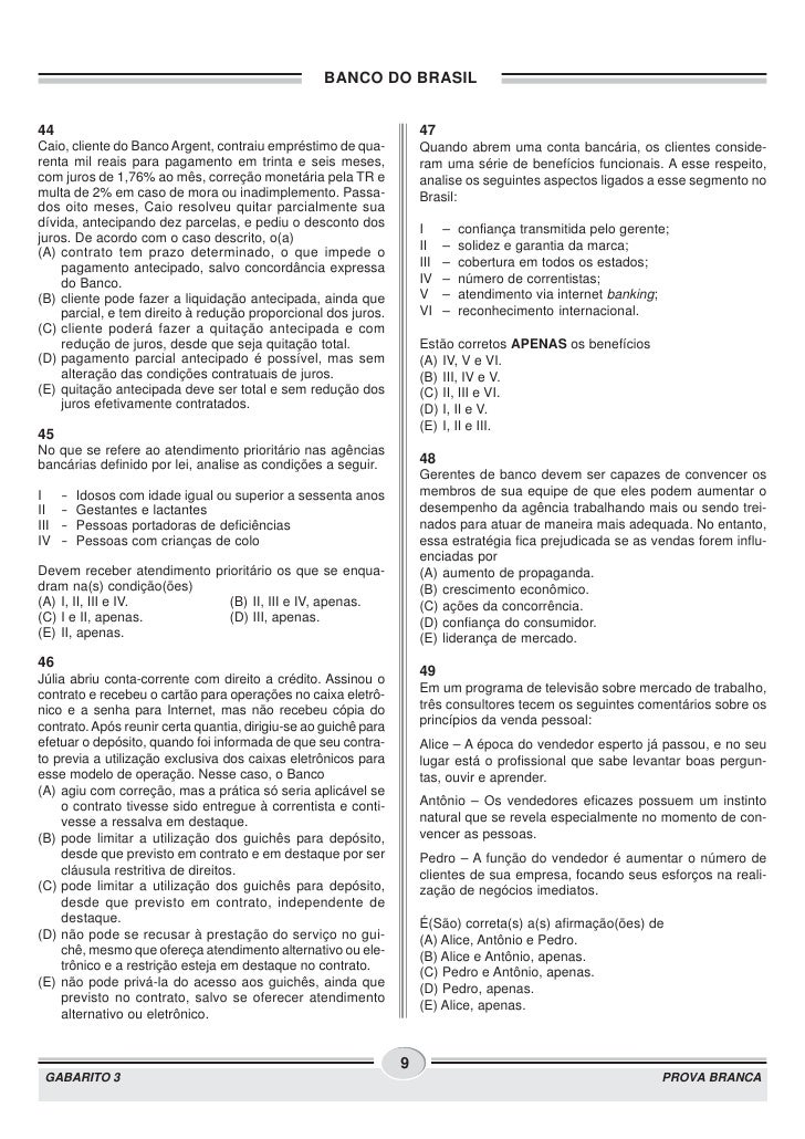 Prova Banco do Brasil - CESGRANRIO