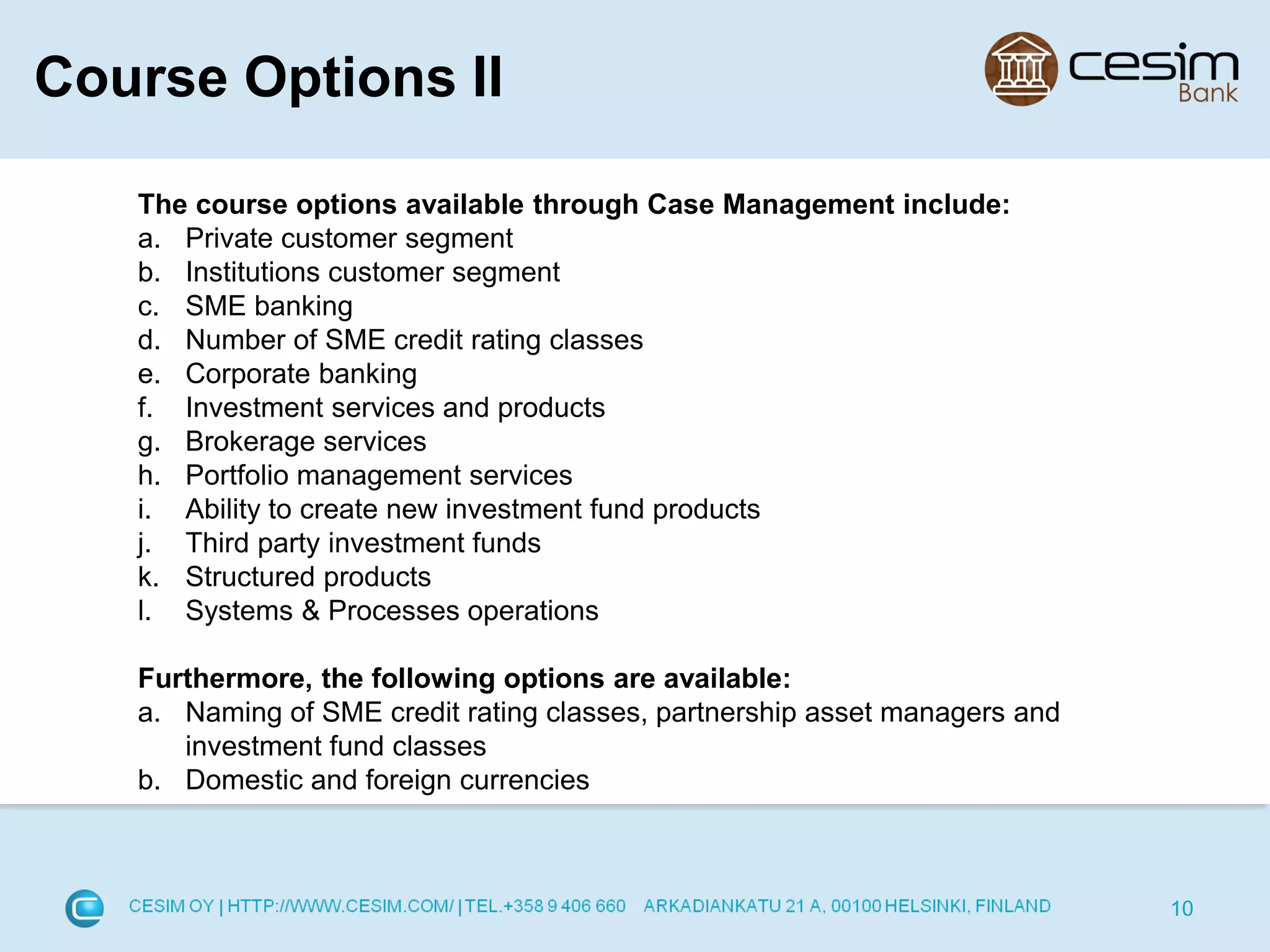 Cesim Bank Banking and Financial Services Management Simulation Game ...