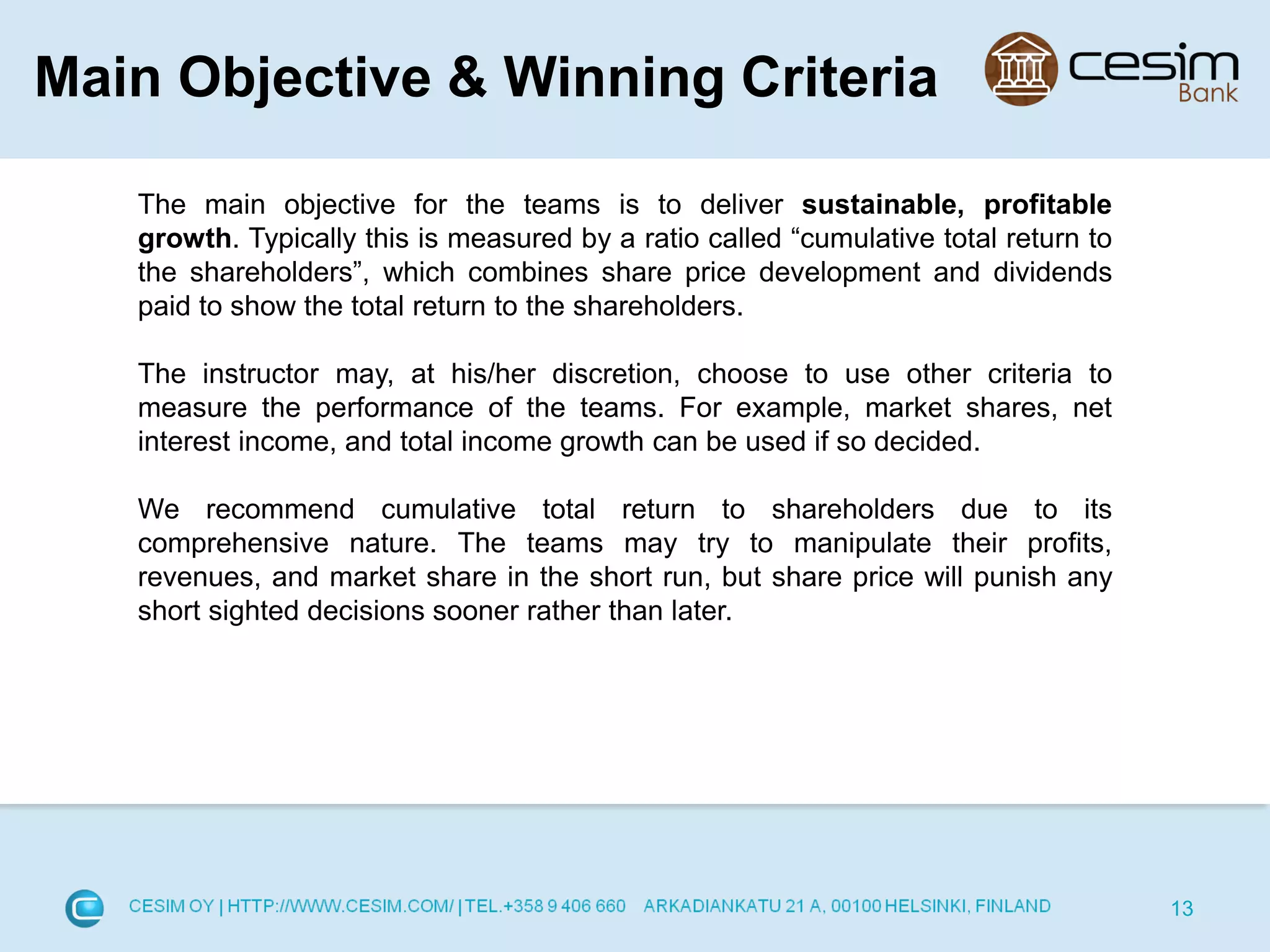 Cesim Bank Banking and Financial Services Management Simulation Game ...