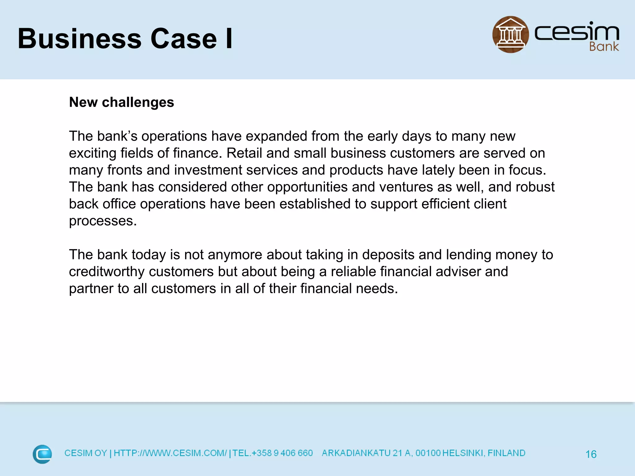 Cesim Bank Banking and Financial Services Management Simulation Game ...