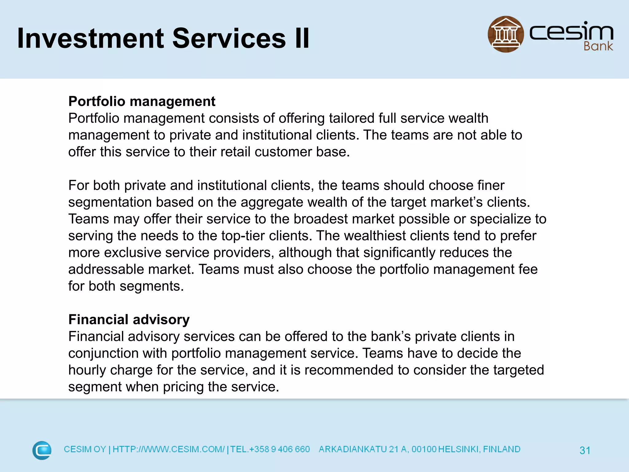 Cesim Bank Banking and Financial Services Management Simulation Game ...