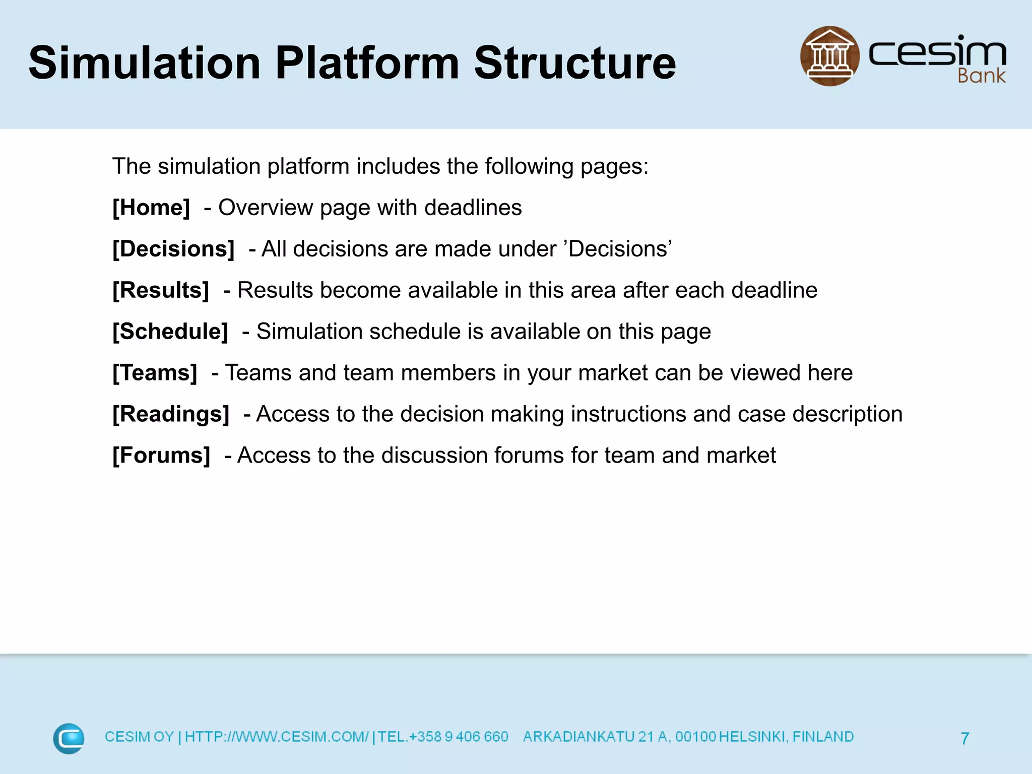 Cesim Bank Banking and Financial Services Management Simulation Game ...