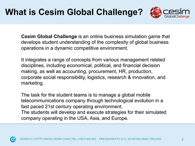 Cesim Global Challenge International Business Simulation and Strategy ...