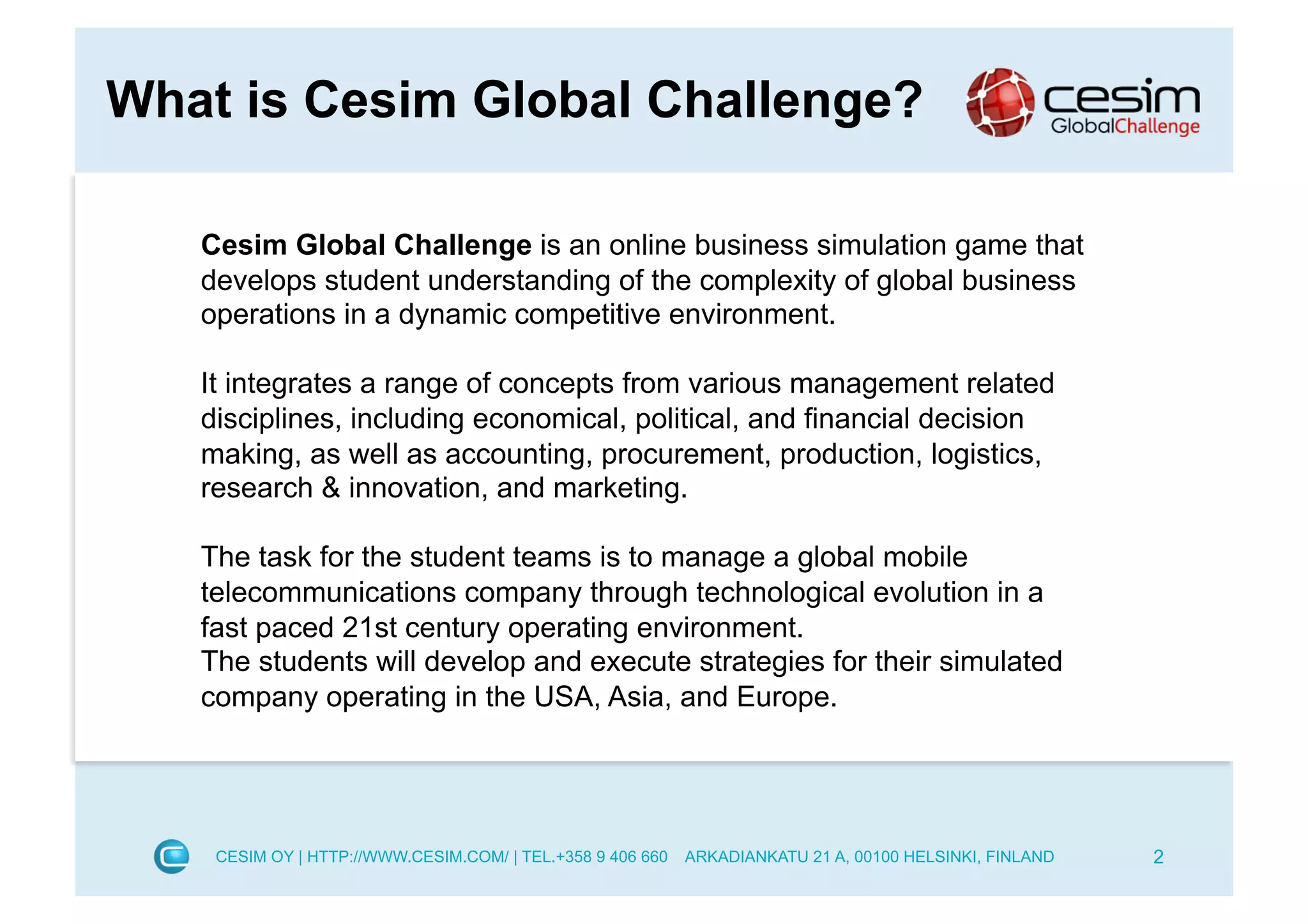 Cesim Global Challenge Introduction | PDF
