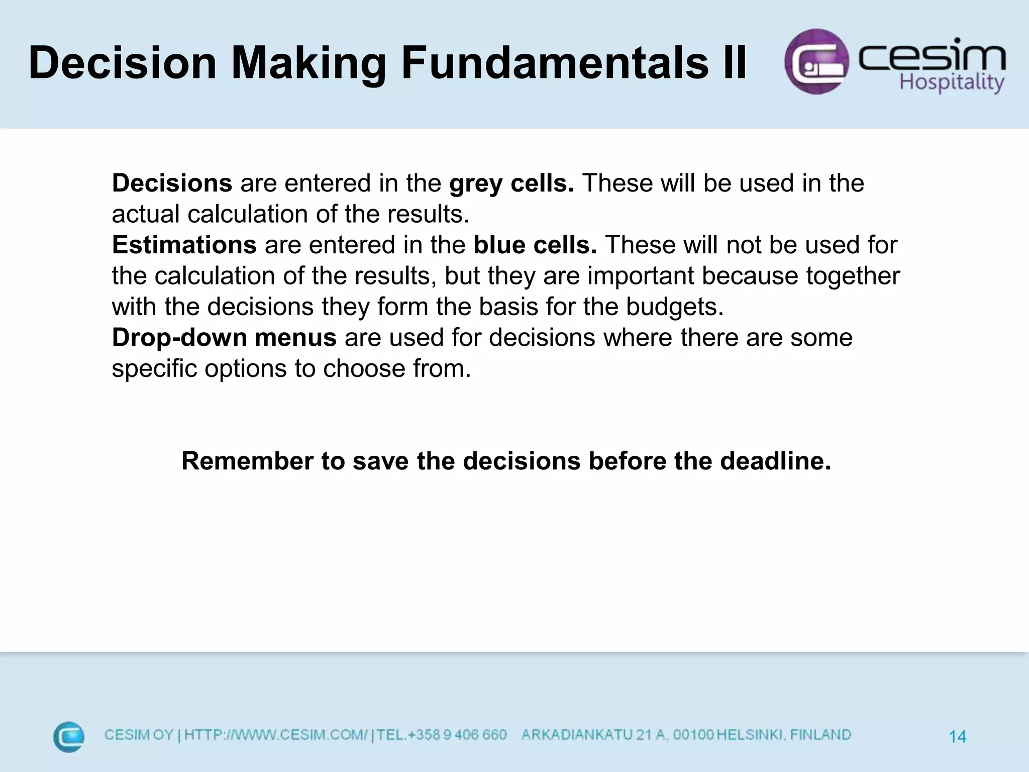 Cesim Hospitality Hotel and Restaurant Management Simulation Game Guide ...