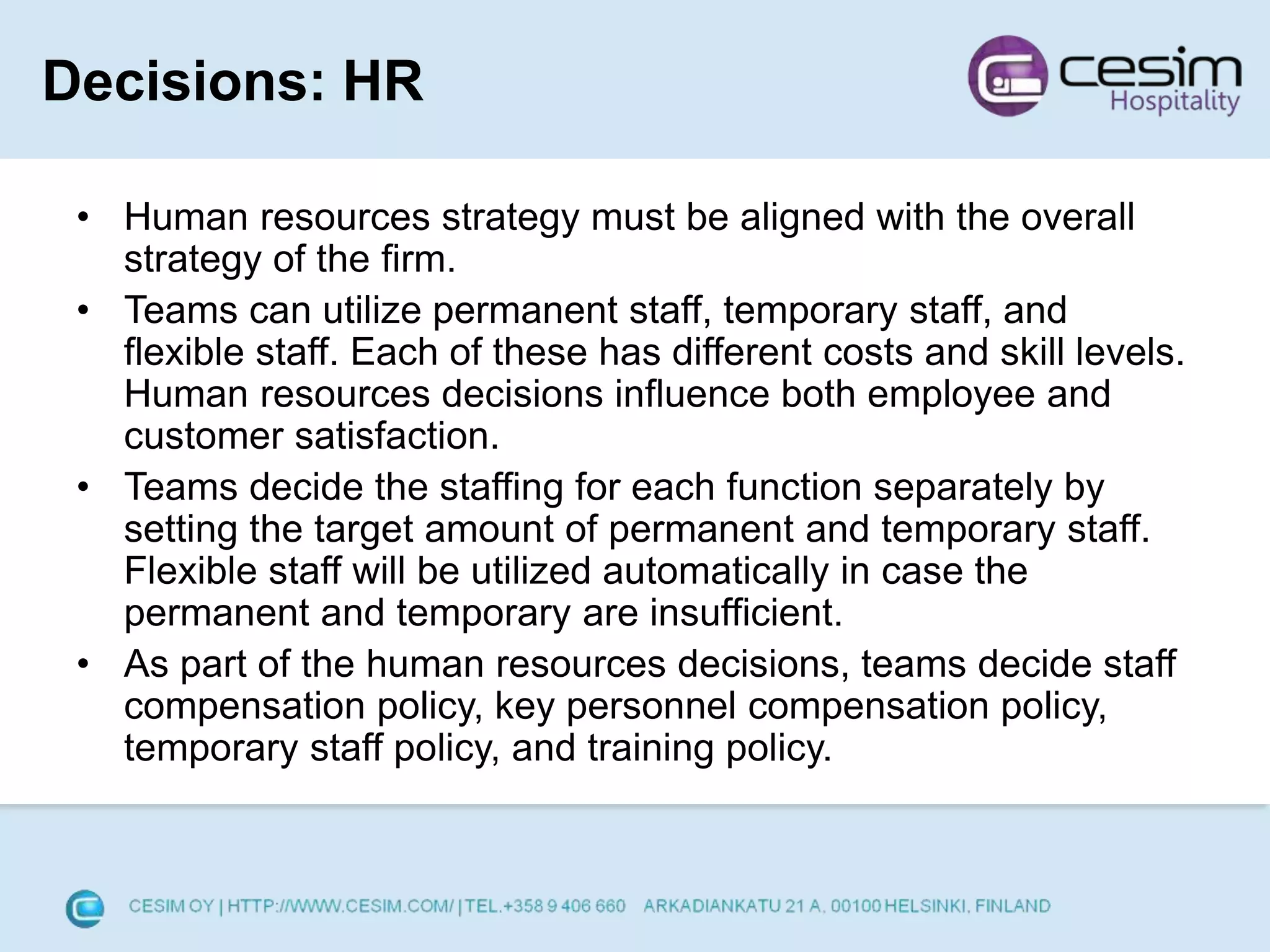 Cesim Hospitality Hotel and Restaurant Management Simulation Game Guide ...