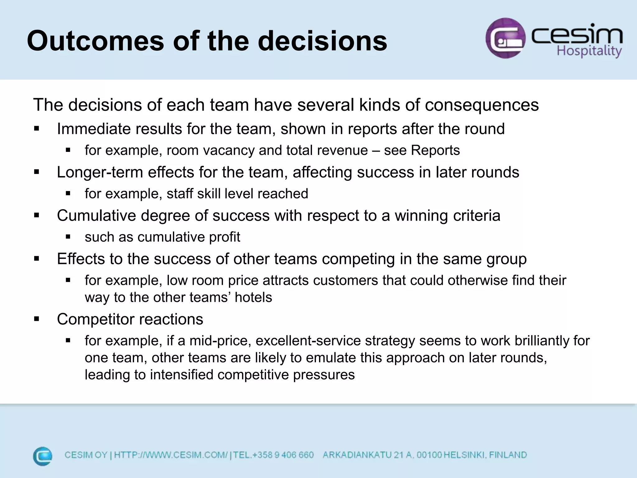 Cesim Hospitality Hotel and Restaurant Management Simulation Game Guide ...