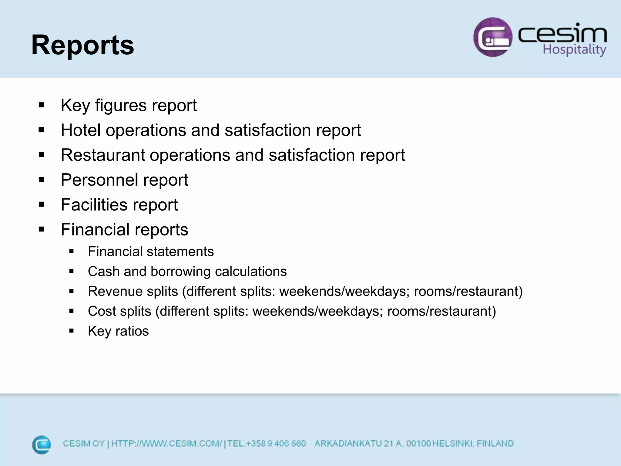 Cesim Hospitality Hotel and Restaurant Management Simulation Game Guide ...