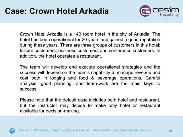 Cesim Hospitality Hotel and Restaurant Management Simulation Game Guide ...