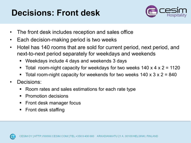 Cesim Hospitality Hotel and Restaurant Management Simulation Game Guide ...