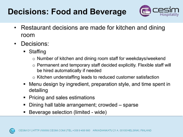 Cesim Hospitality Hotel and Restaurant Management Simulation Game Guide ...