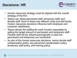 Cesim Hospitality Hotel and Restaurant Management Simulation Game Guide ...