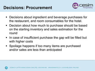 Cesim Hospitality Hotel and Restaurant Management Simulation Game Guide ...