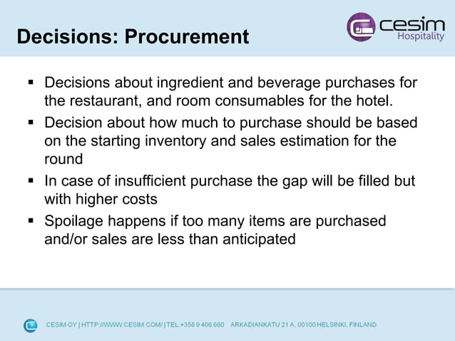 Cesim Hospitality Hotel and Restaurant Management Simulation Game Guide ...