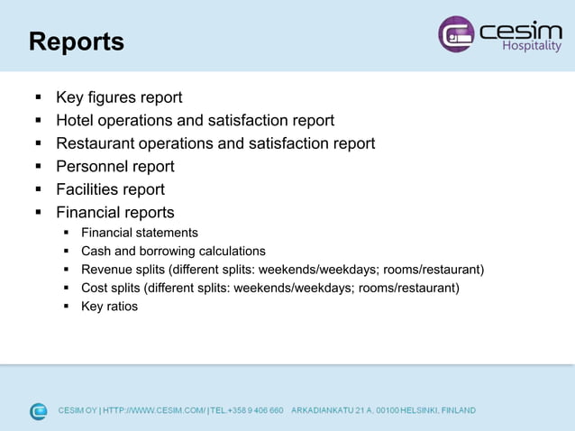 Cesim Hospitality Hotel and Restaurant Management Simulation Game Guide ...