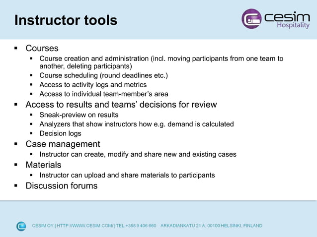 Cesim Hospitality Hotel and Restaurant Management Simulation Game Guide ...