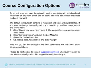 Cesim Hospitality Hotel and Restaurant Management Simulation Game Guide Book | PPTX