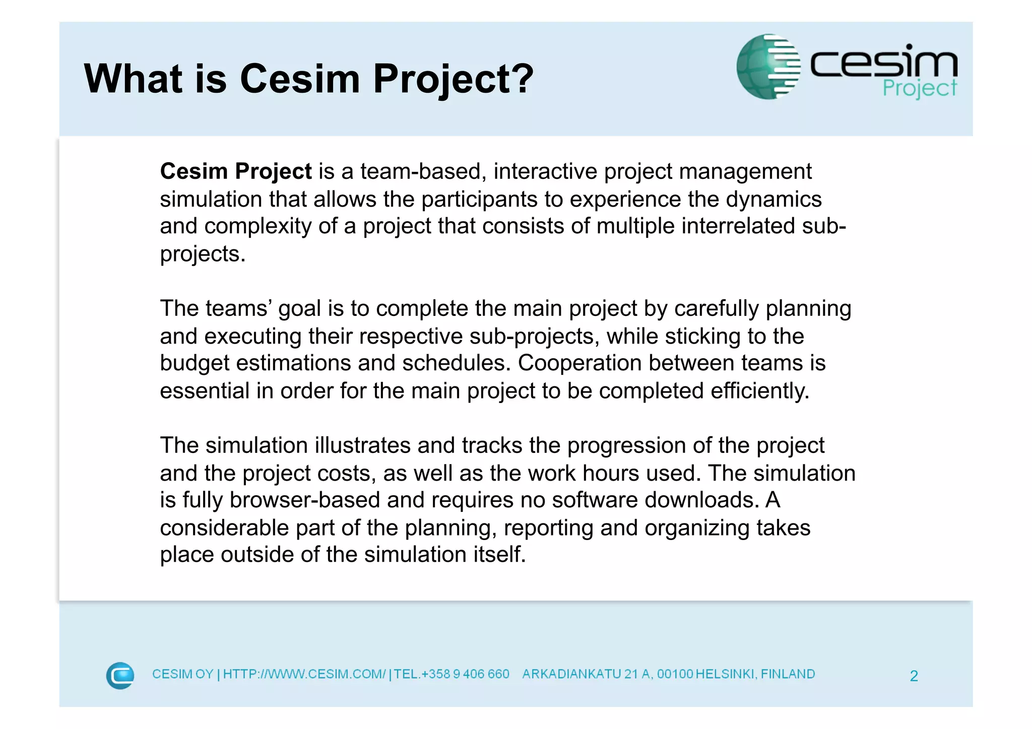 Cesim Project Project Management Simulation Game Guide Book | PDF