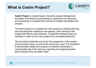 Cesim Project Project Management Simulation Game Guide Book | PDF