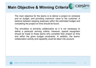 Cesim Project Project Management Simulation Game Guide Book | PDF