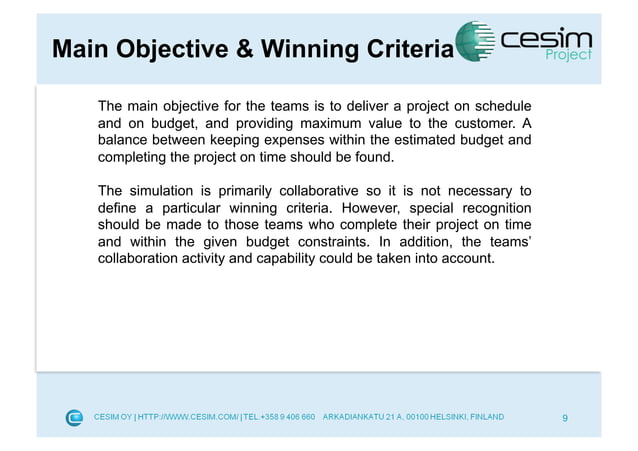 Cesim Project Project Management Simulation Game Guide Book | PDF ...