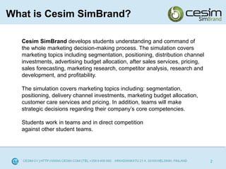 Cesim SimBrand Marketing Management Simulation Game Guide Book | PPTX