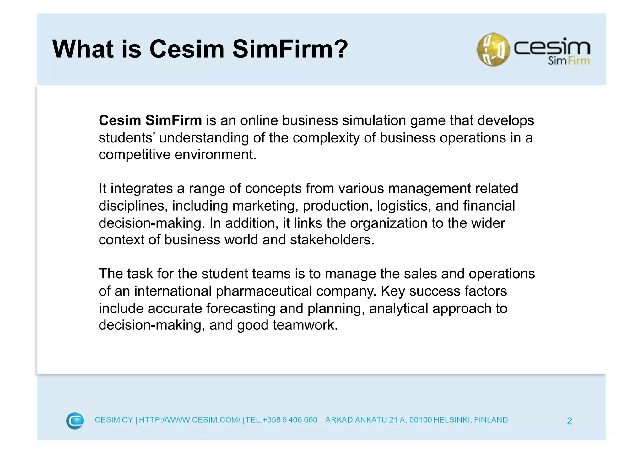 Cesim SimFirm General Business Management Simulation Game Guide Book | PDF