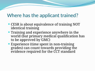 CESR overview and tips on how to supervise CESR doctors | PPTX