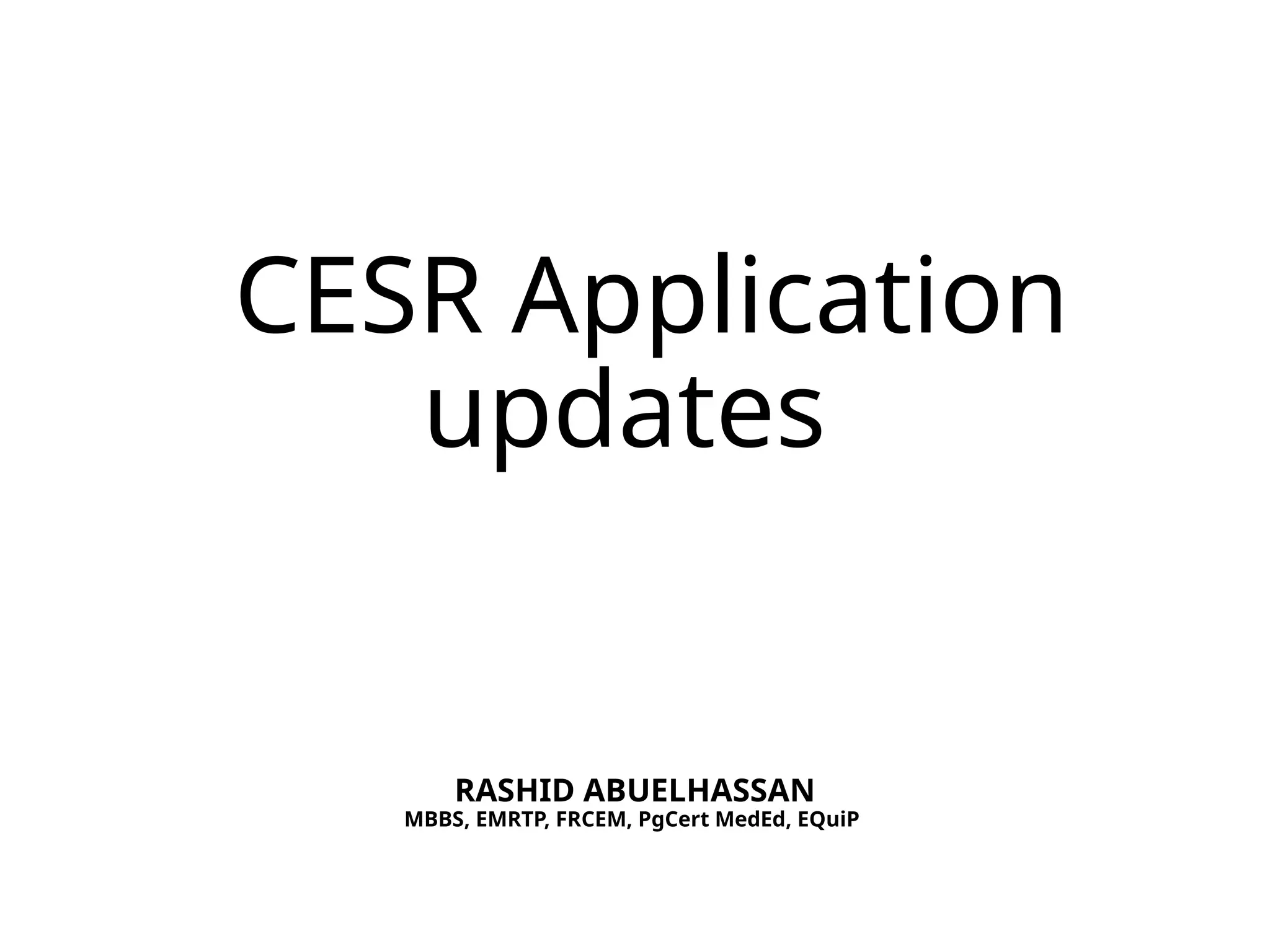 Emergency Medicine CESR Portfolio Updates | PPTX