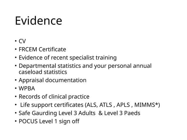 Emergency Medicine CESR Portfolio Updates | PPTX