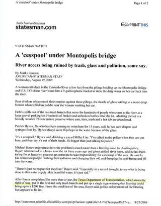 Cesspool under montopolis bridge aas | PDF