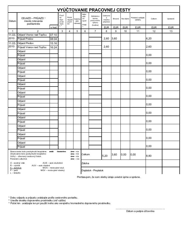 Vzorový cestovný príkaz