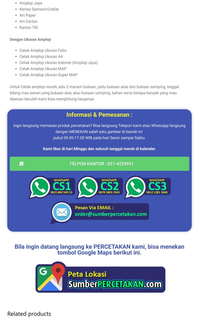 Daftar Harga Cetak Amplop | PDF