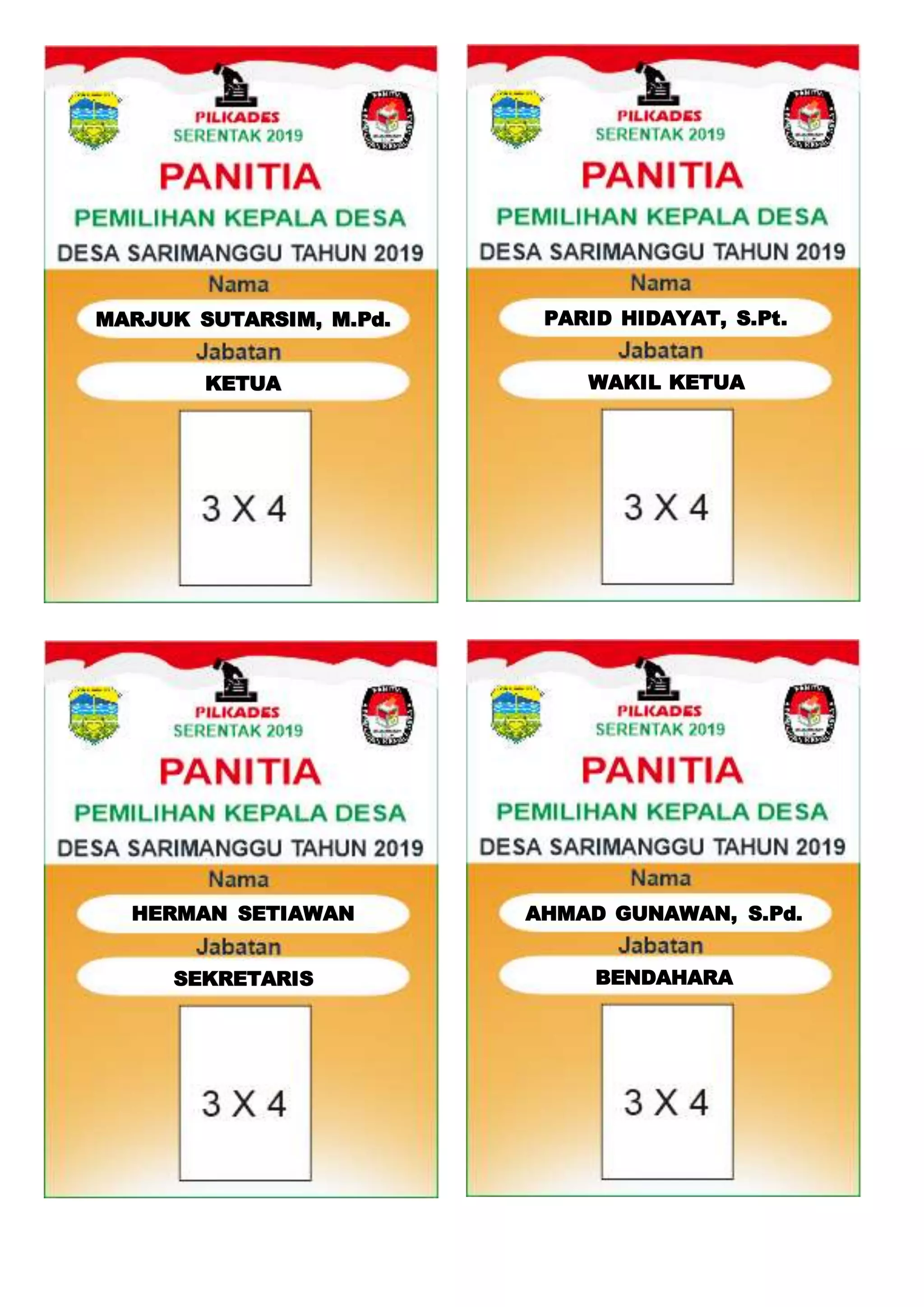 Cetak id card panitia dan saksi | DOCX