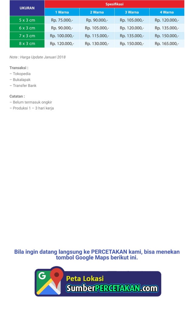 Daftar Harga Cetak Stempel | PDF