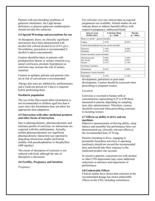Cetirizine hydrochloride 10mg tablets smpc taj pharmaceuticals | PDF
