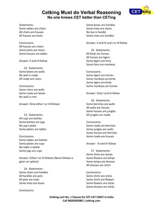 Cetking syllogisms deductions Maharashtra MBA CET MH IBPS must do 90 ...