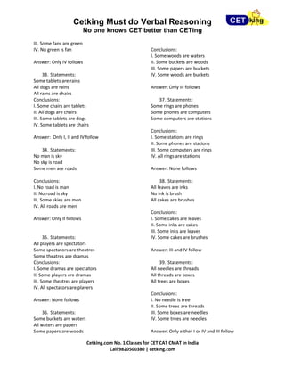 Cetking syllogisms deductions Maharashtra MBA CET MH IBPS must do 90 ...