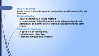 Criteria for selection of assessment techniques/ methods (CET) | PPTX