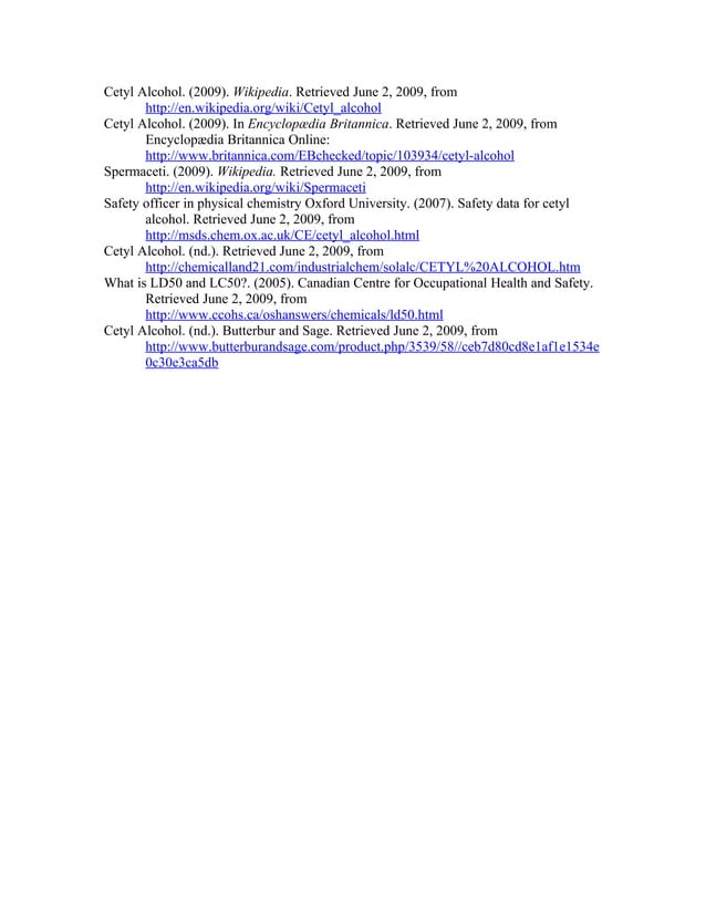 Cetyl Alcohol References | DOC