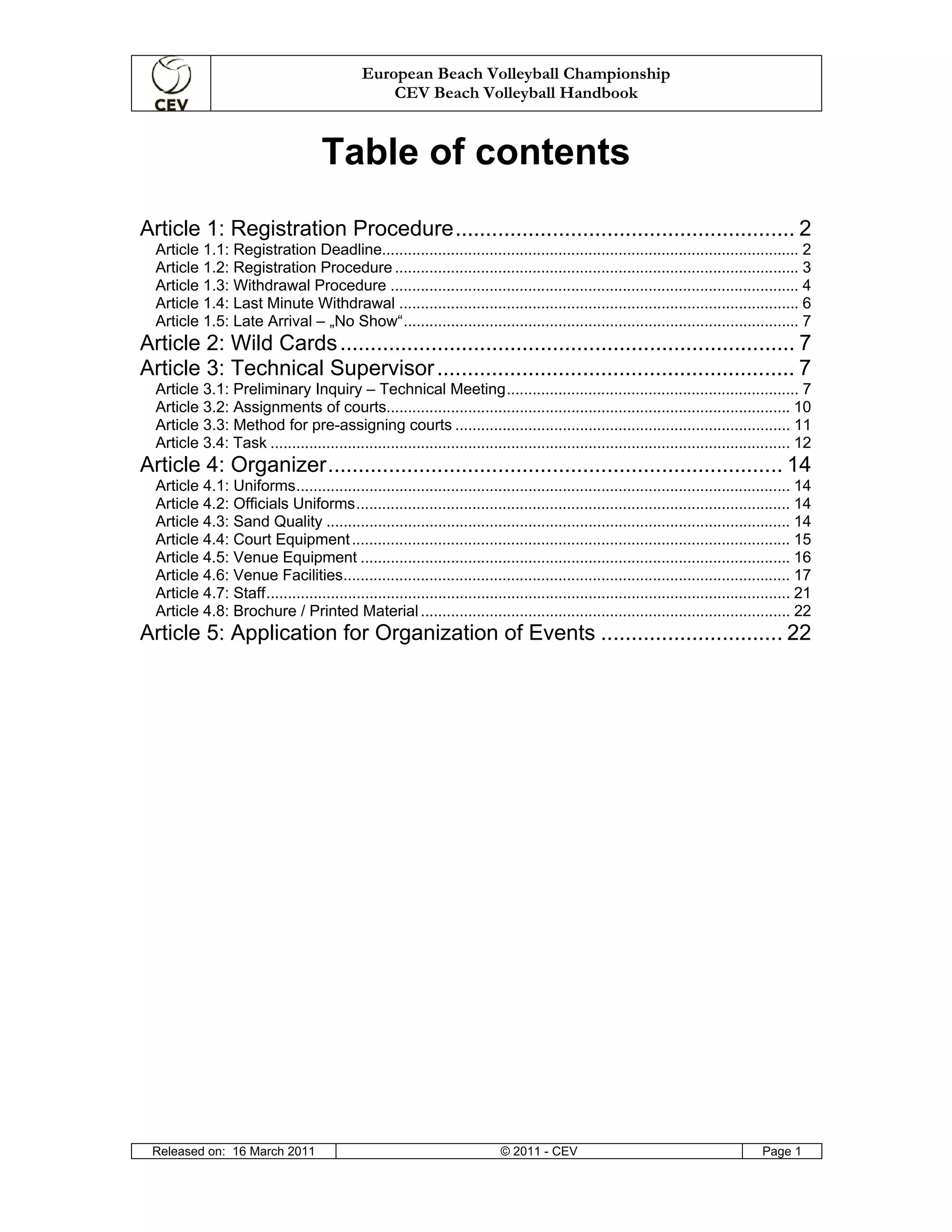 Cev beach volleyball_handbook_2011 | PDF