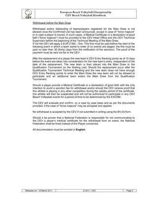 Cev beach volleyball_handbook_2011 | PDF | Beach Volleyball | Sports