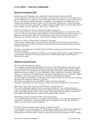 Cevn Vibert Testimonials | DOC