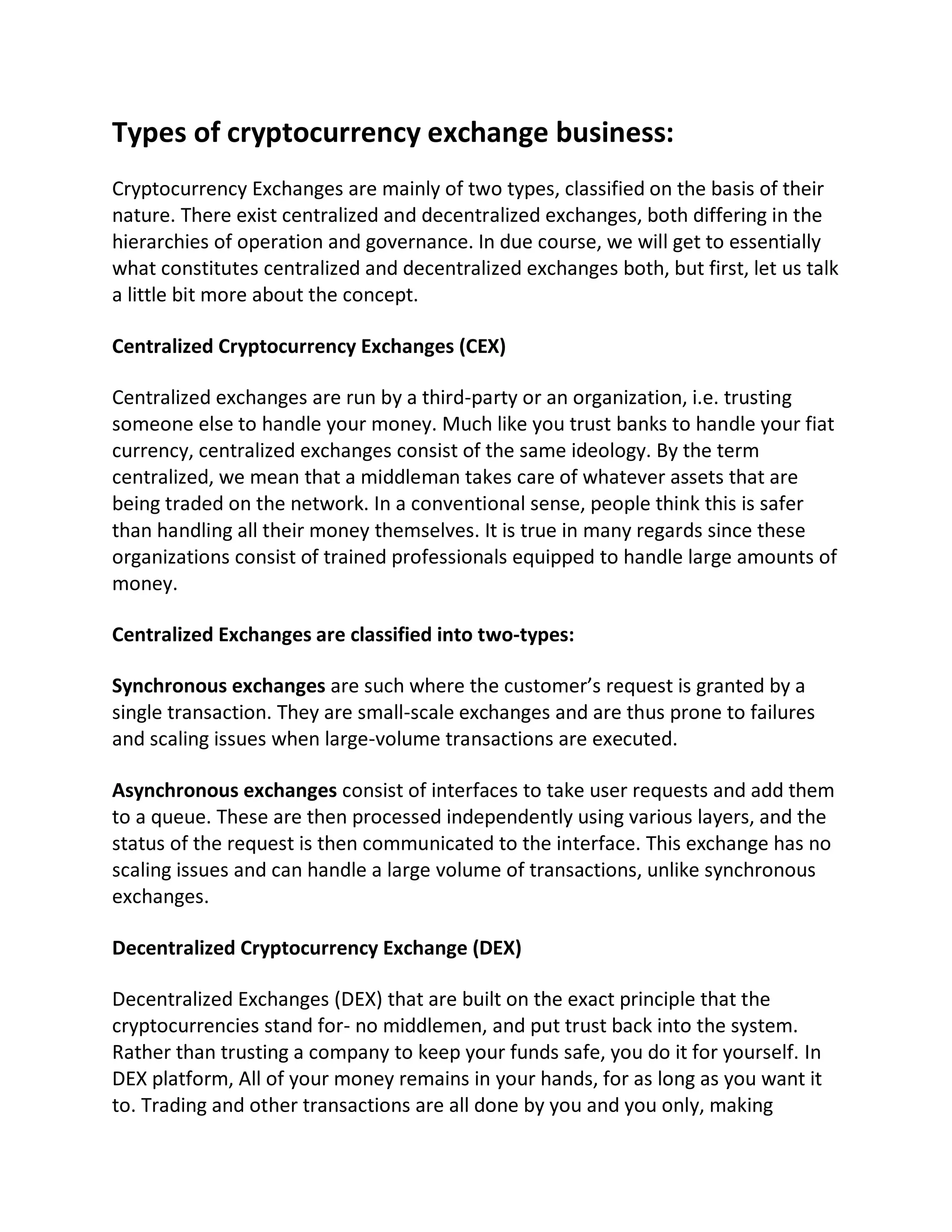 CEX and DEX Bitcoin Exchange Script for Business? | PDF